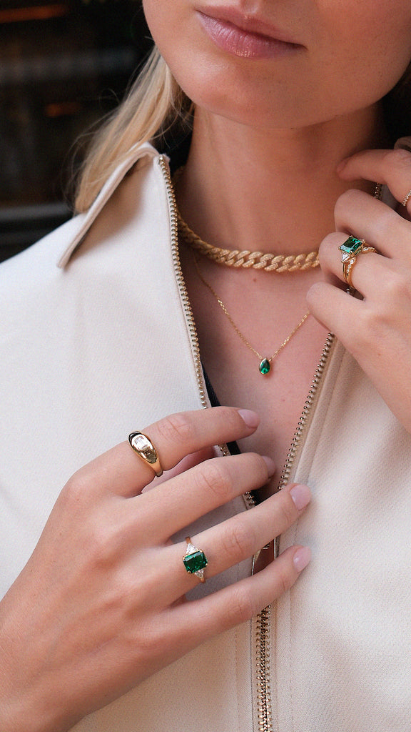 Alma Trilogy Ring | Radiant Cut Emerald | Gold Vermeil | CARAT* London ...