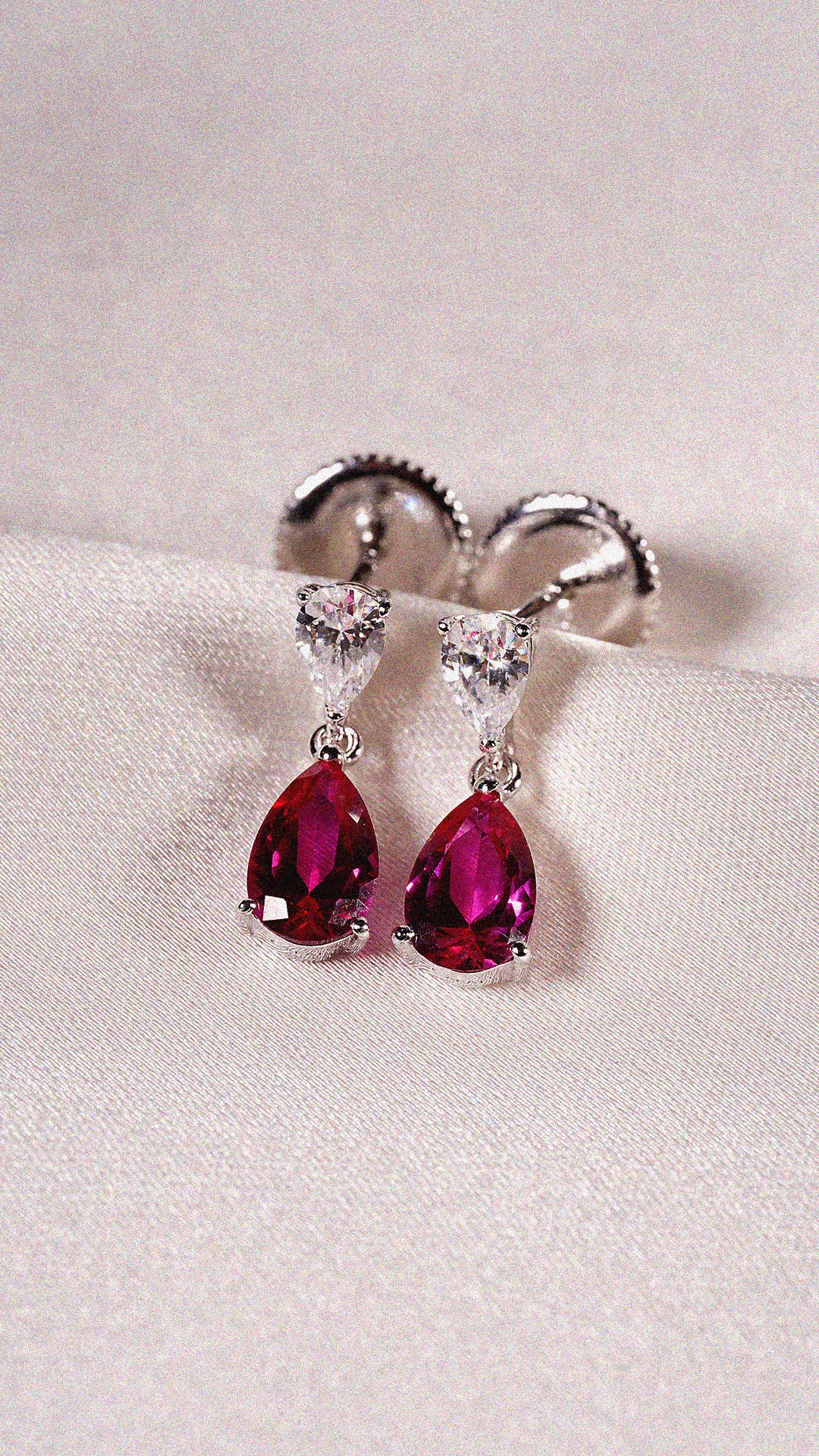 Arabella Baby Earrings Ruby Sterling Silver – CARAT* London UK