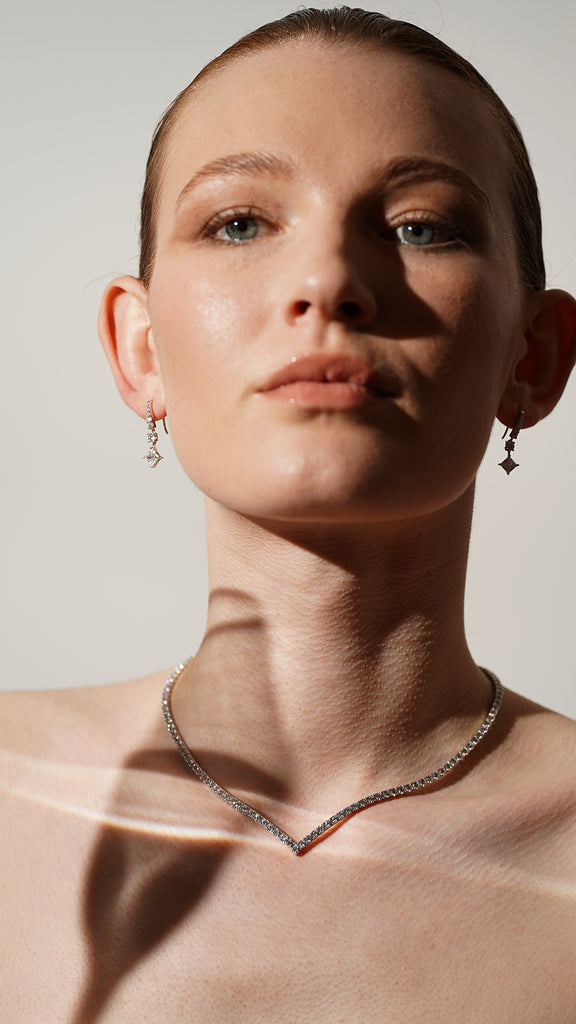 Thea Drop Princess White Gold Plated – CARAT* London UK