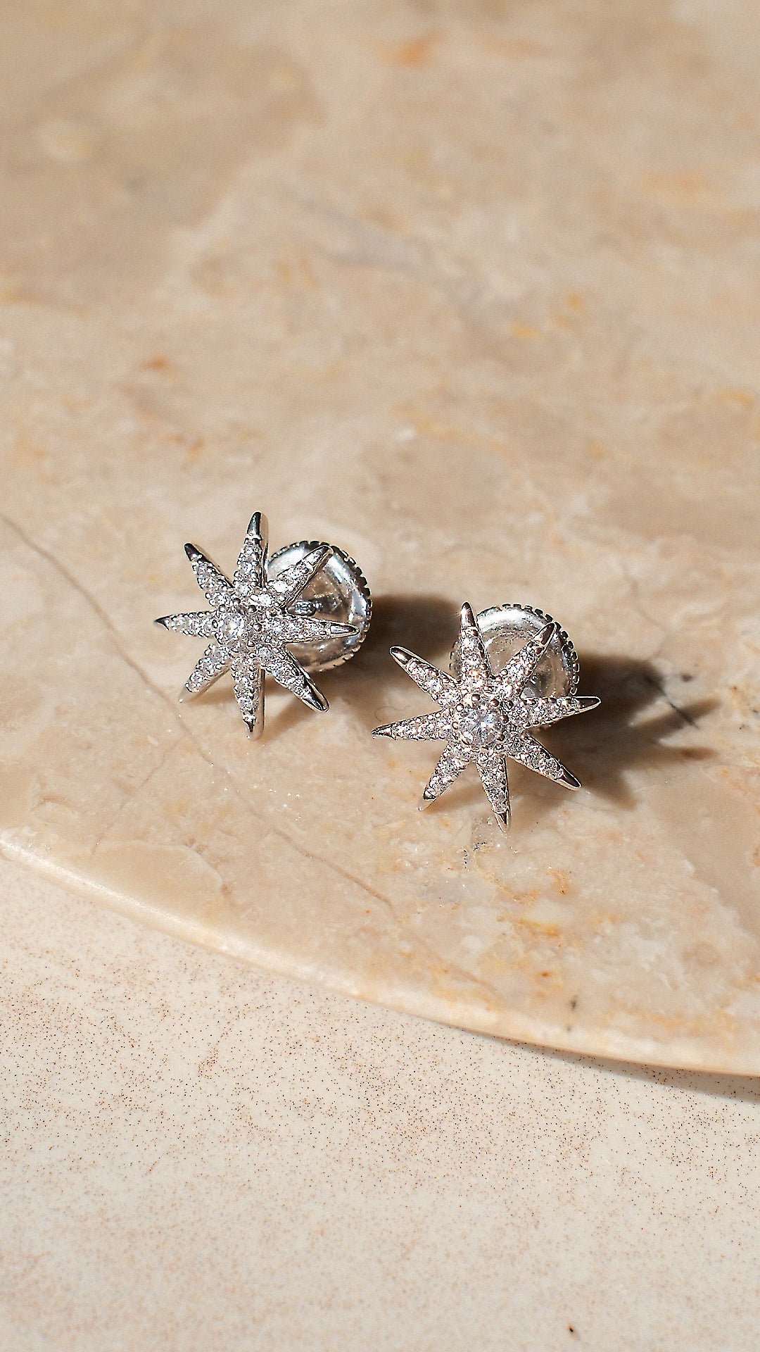 Vega Sterling Silver White Stud Earrings by CARAT* LONDON – CARAT ...