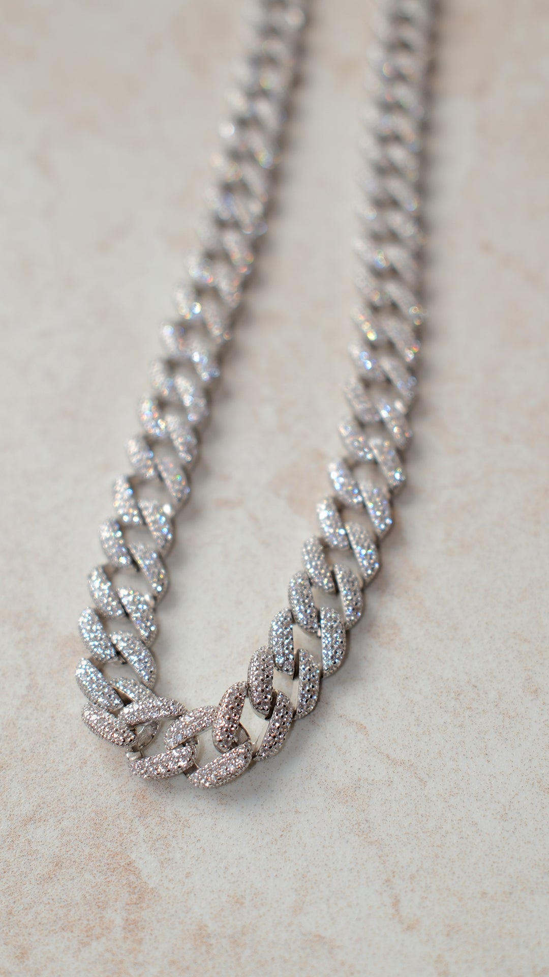 Vida Large Pavé Necklace | Sterling Silver Cuban Chain | CARAT* LONDON ...